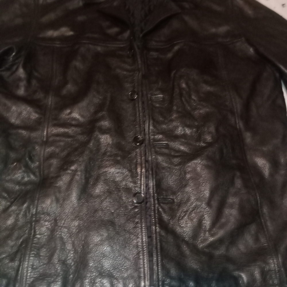 Charles Klein Bomber Jacket Black Leather Collared Po… - Gem